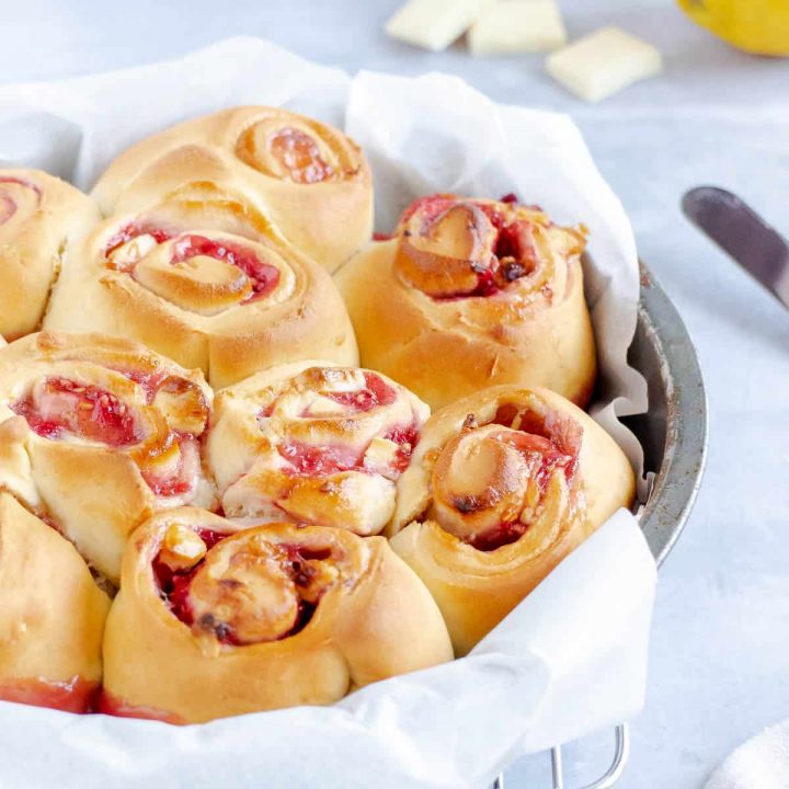 Lemon Raspberry Swirl Rolls - Crumbs and Corkscrews