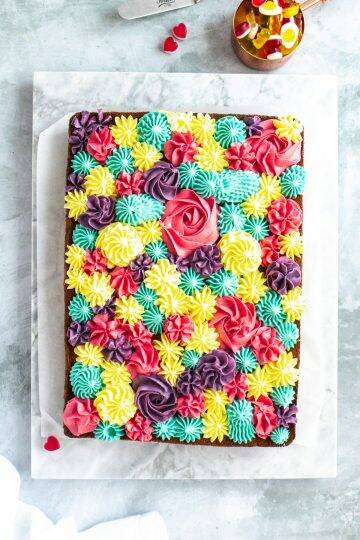 Vanilla Tray Bake Cake - Crumbs and Corkscrews