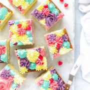 Vanilla Tray Bake Cake - Crumbs and Corkscrews