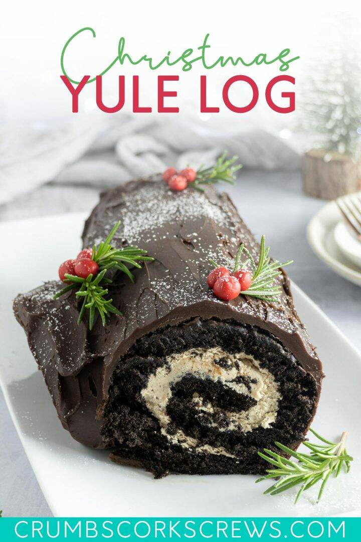 Christmas Chocolate Yule Log - Crumbs and Corkscrews