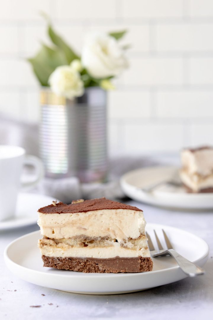 No Bake Tiramisu Cheesecake - Crumbs and Corkscrews