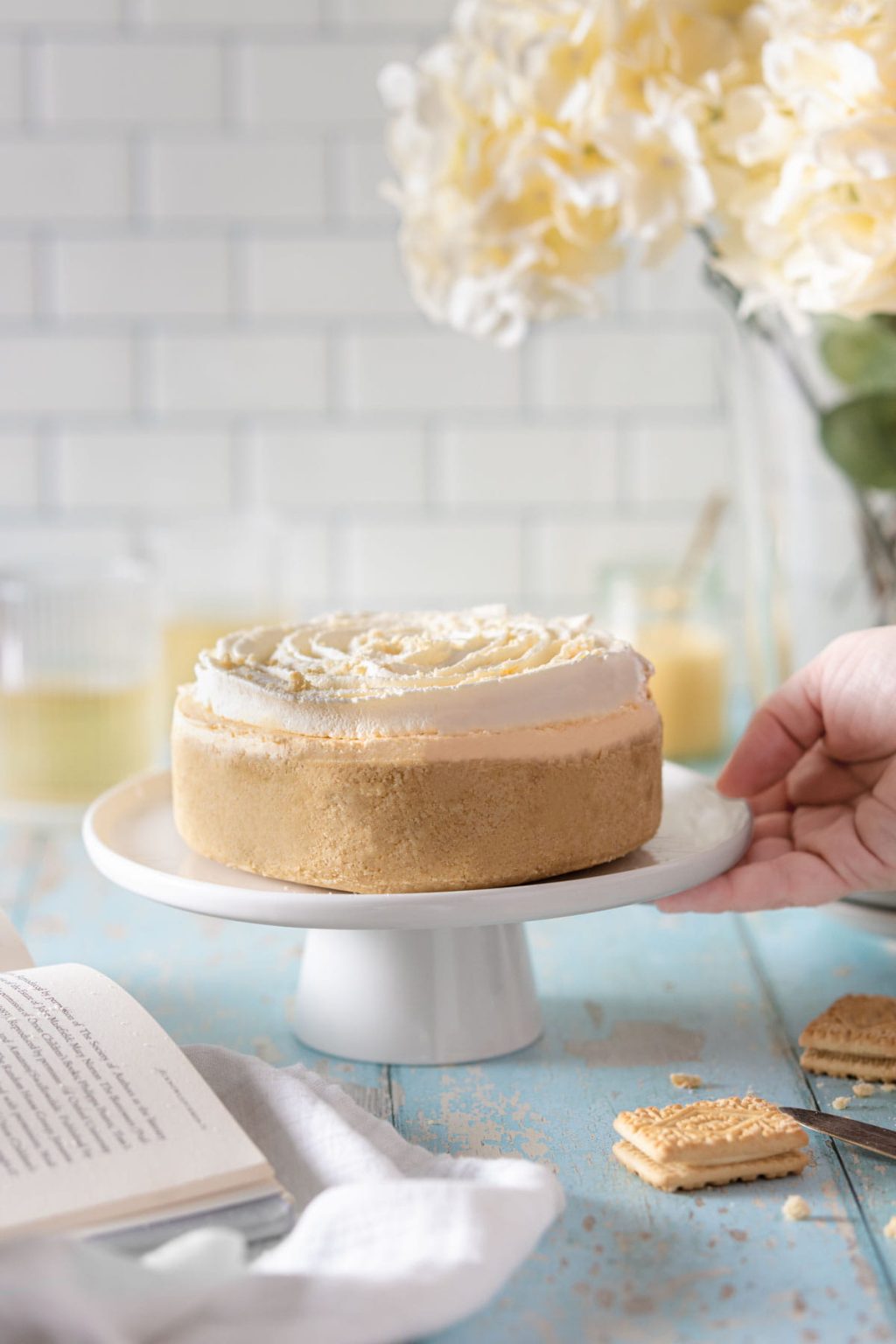 No Bake Custard Cream Cheesecake - Crumbs and Corkscrews